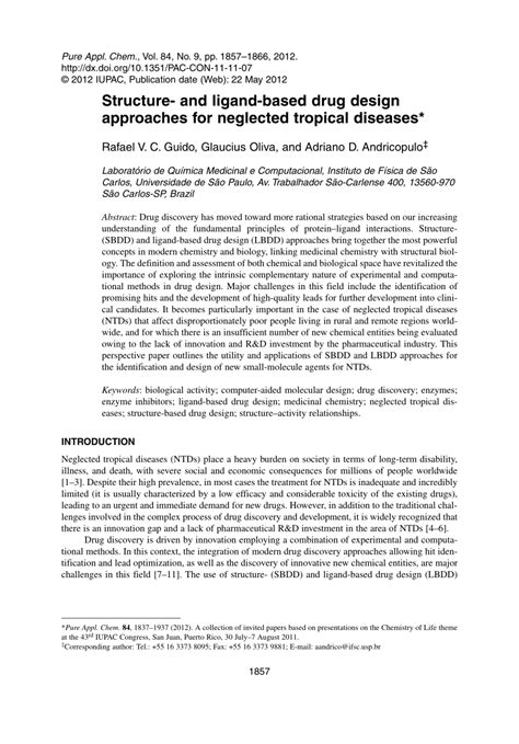 Pdf Structure And Ligand Based Drug Design Approaches For Neglected