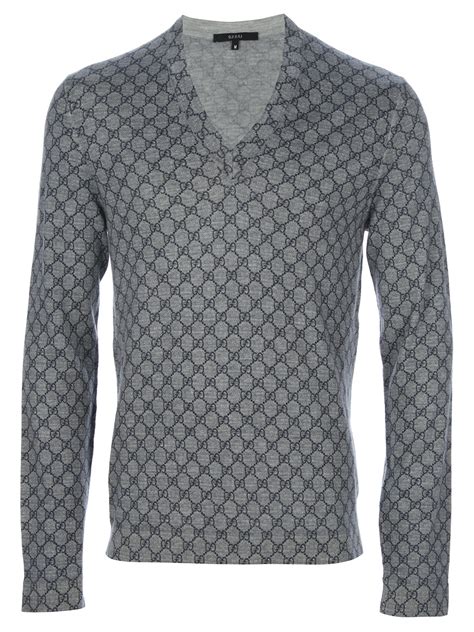Gucci Monogram Sweater In Gray For Men Lyst