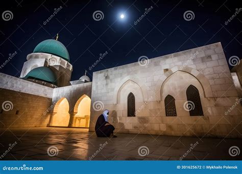 muslim man praying in the mosque neural network ai generated stock