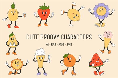 Cute Groovy Characters Bundle