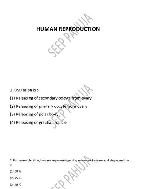 human reproduction mock test pdf menstrual cycle endocrine system