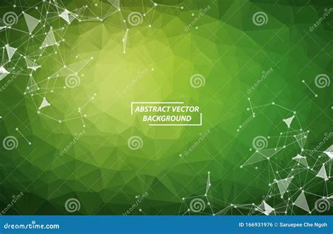 Abstract Green Geometric Polygonal Background Molecule And Communication Connected Lines With