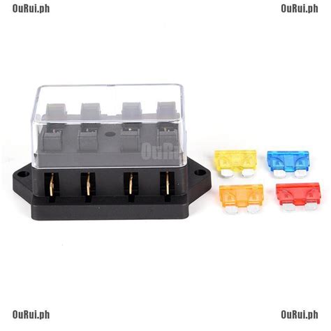 HS Car 4 Way Circuit Standard ATO Blade Fuse Box Block Holder 12V 24V 4 Way Fuse Shopee