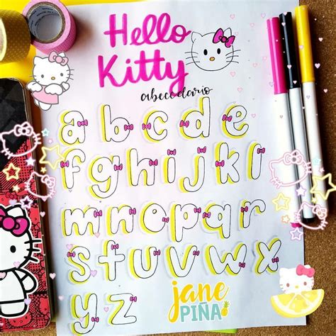 Notebook Hello Kitty Letra Diferentes Desenhos Kawaii