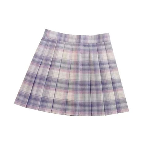 Badu Bg Лилави дамски плисирани поли Дамска карирана мини пола с висока талия Препъп стил