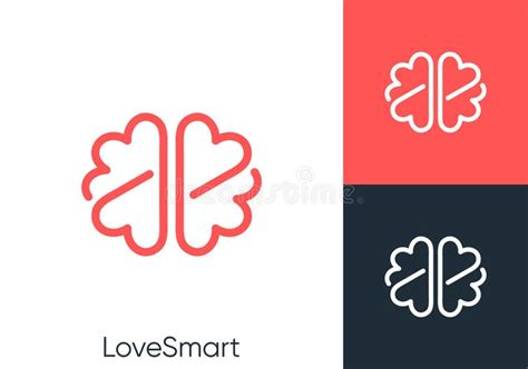 Simple Love Brain Logo Design Smart Brain Innovation Technology Vector