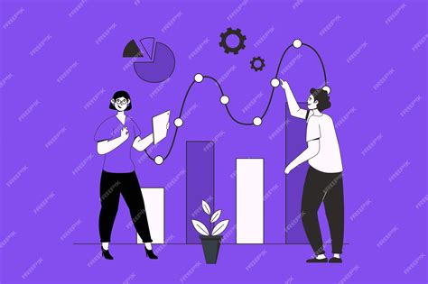 Premium Vector Line Graph Web Concept With Character Scene In Flat