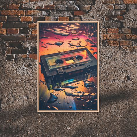 Retro 80s Cassette Tape Art Framed Canvas Print Custom Cassette Tape