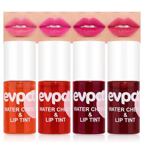 Evpct 4pcs Apple Strawberry Watermelon Cherry Korean Water Pink Red Lip