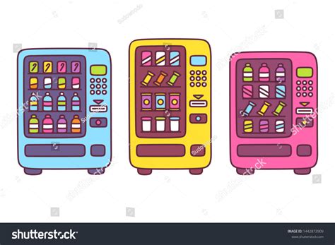Cute Cartoon Vending Machine Drawing Set Stock Vector Royalty Free