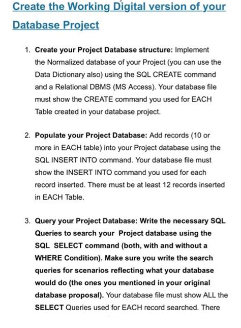 Solved Create The Working Digital Version Of Your Database Chegg