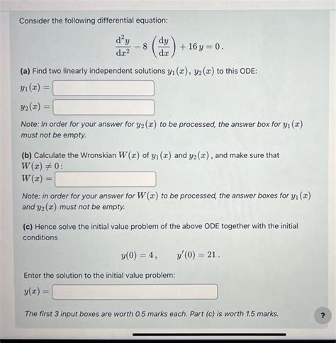 Solved Consider The Following Differential Equation Chegg