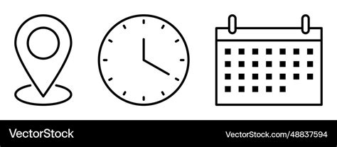 Time Date And Address Icon Line Art Style Vector Image