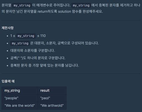 프로그래머스level 0 🎠 중복된 문자 제거