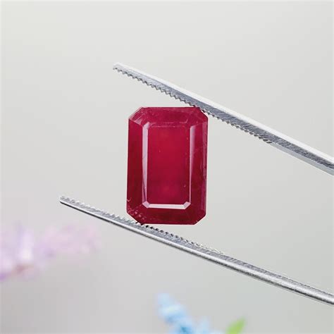 12 50ct Natural Ruby Fissure Filled 14x9 5mm Elongated Emerald Shape
