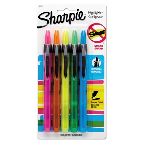 Retractable Highlighters Assorted Ink Colors Chisel Tip Assorted