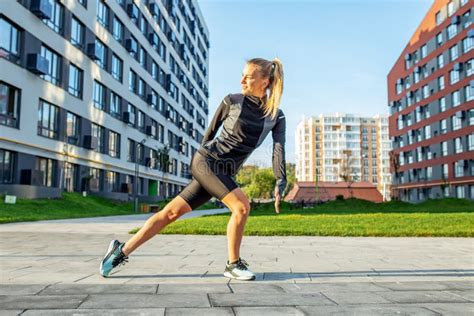 Woman Goes In For Sports Outdoors Concept Of Sports And Healthy