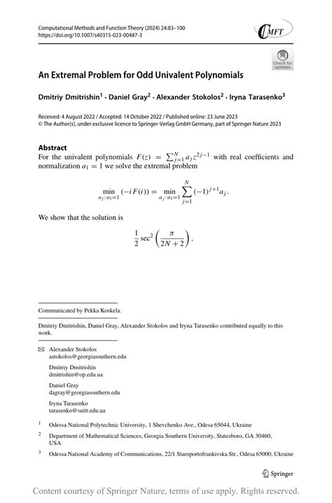 An Extremal Problem For Odd Univalent Polynomials