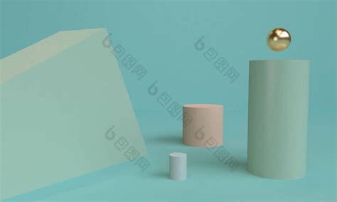 极简几何抽象背景柔和的颜色三维渲染趋势海 包图企业站