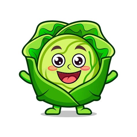 Cheerful Cabbage Roll Cartoon Character Design Stock Vector