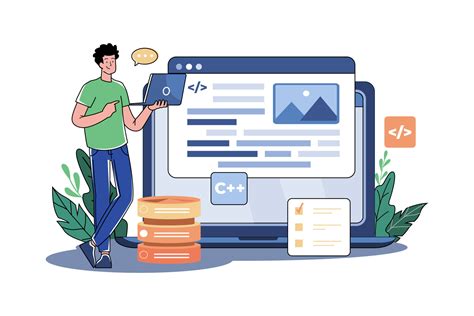 Back End Developer Working On A Laptop 20033712 Vector Art At Vecteezy