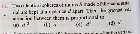 11 Two Identical Spheres Of Radius R Made Of The Same Material Are Kept