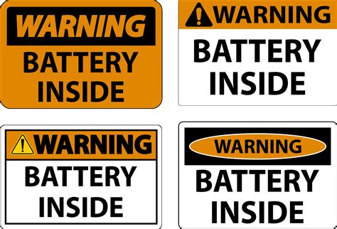 Warning Sign Battery Inside On White Background 24799740 Vector Art At