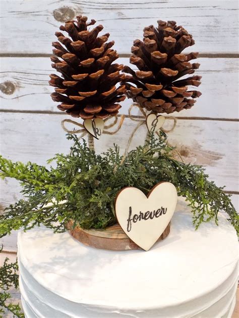 Rustic Woodland Pine Cone Cake Topper Winter Wedding Cake Top