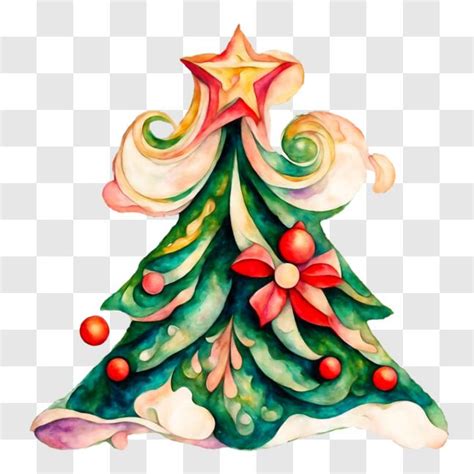 Baixe Decore sua Casa para os Feriados uma Árvore de Natal em Aquarela PNG Creative Fabrica