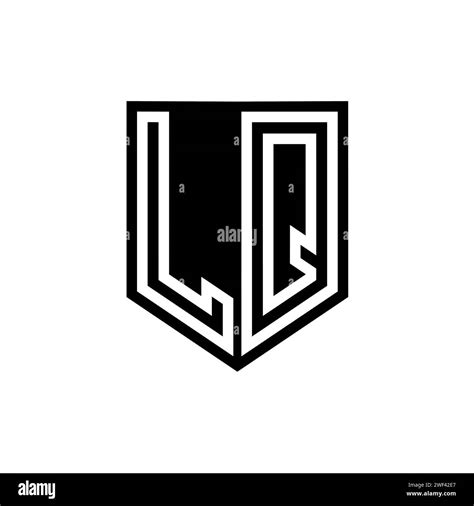 LQ Letter Logo Monogram Shield Geometric Line Inside Shield Style Design Template Stock Photo