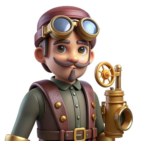 3d Cartoon Steampunk Inventor 56945942 Png
