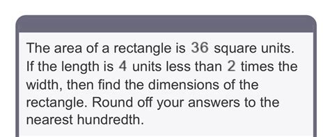 Solved The Area Of A Rectangle Is 36 ﻿square Units If The