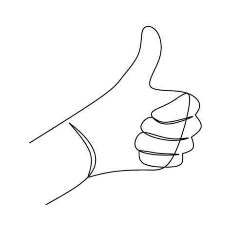Dessin Au Trait Continu Du Pouce Vers Le Haut Signe De La Main Ok Illustration Vectorielle