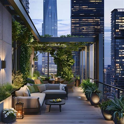 Luxurious Urban Penthouse Terrace With Stunning City Views Rooftop