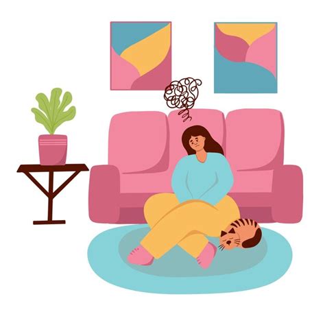 Premium Vector Loneliness A Sad Girl Sits In A Room With Bad Thoughts