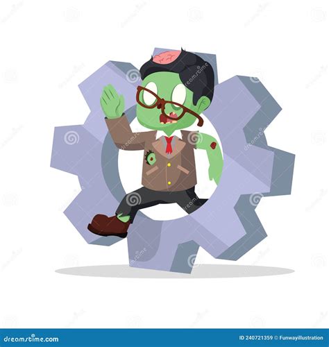 Profesion Zombie Character Cute Cartoon Vector Illustration