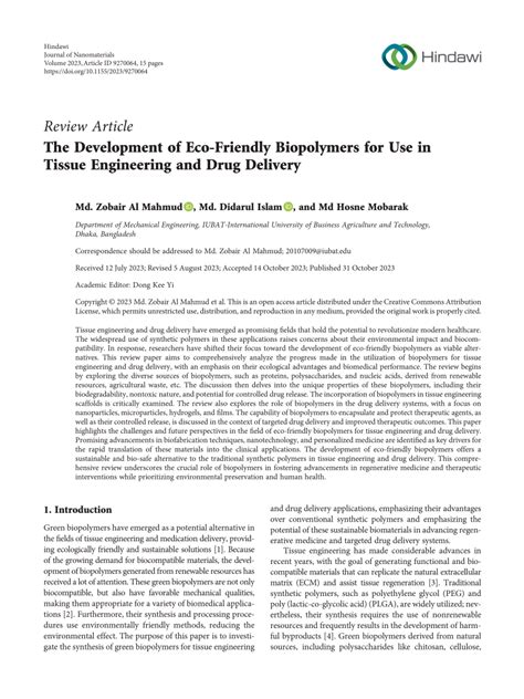 Pdf The Development Of Eco Friendly Biopolymers For Use In Tissue