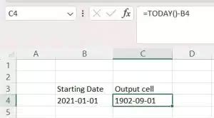 How To Subtract A Date From Today In Excel