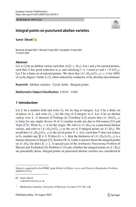 Pdf Integral Points On Punctured Abelian Varieties