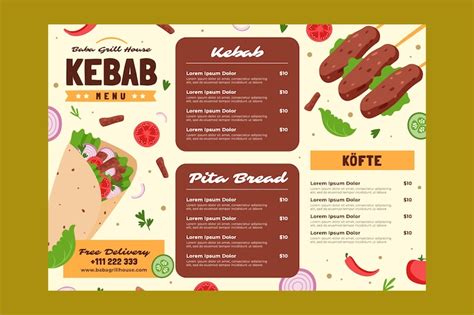 Premium Vector Kebab Menu Design Template