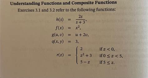 Solved Understanding Functions And Composite Functions Chegg