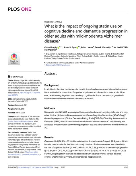 Pdf What Is The Impact Of Ongoing Statin Use On Cognitive Decline And