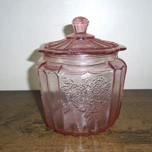 Anchor Hocking Mayfair Pink Depression Glass Cookie Biscuit Jar Open