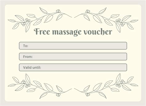Massage T Certificate Template With Leaves And Branches
