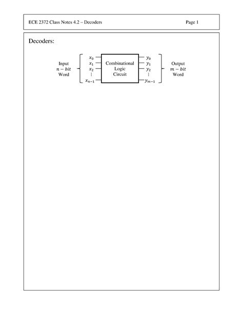 Ece 2372 Class Notes Decoders Decoders Combinational Logic Circuit