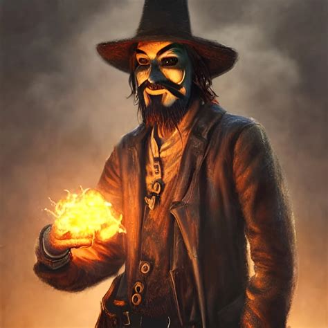 Guy Fawkes With Face Like Mask From V For Vendetta Post Apocalyptic