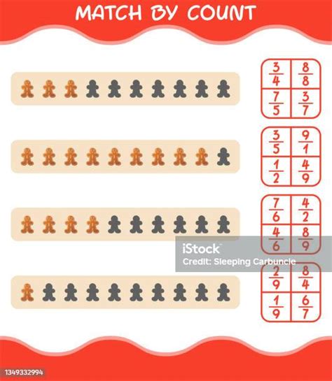 만화 진저 브레드 쿠키의 수로 일치합니다 게임을 일치하고 계산합니다 사전 쇼올 년 어린이와 유아를위한 교육 게임 0명에 대한