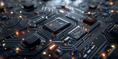 Premium Photo Closeup Of A Circuit Board With Glowing Components Highlighting The Complexity
