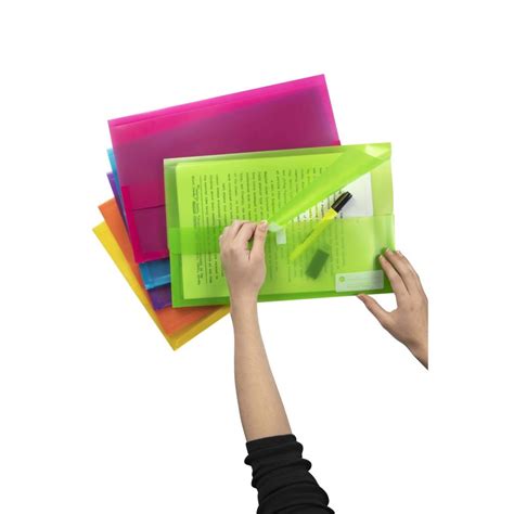 Marbig Polypick Document Wallet Foolscap Bright Assorted Translucent