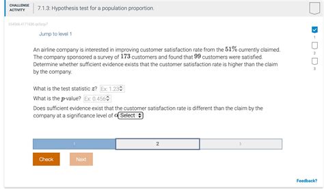 solved challenge activity 7 1 3 hypothesis test for a population